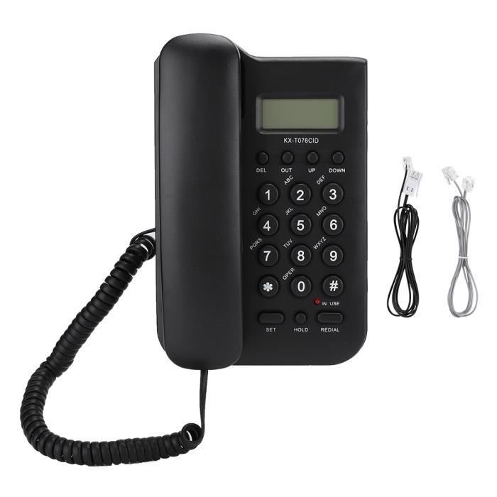 Pwshymi téléphone domestique KX T076 téléphone fixe filaire anglais pour bureau à domicile ...