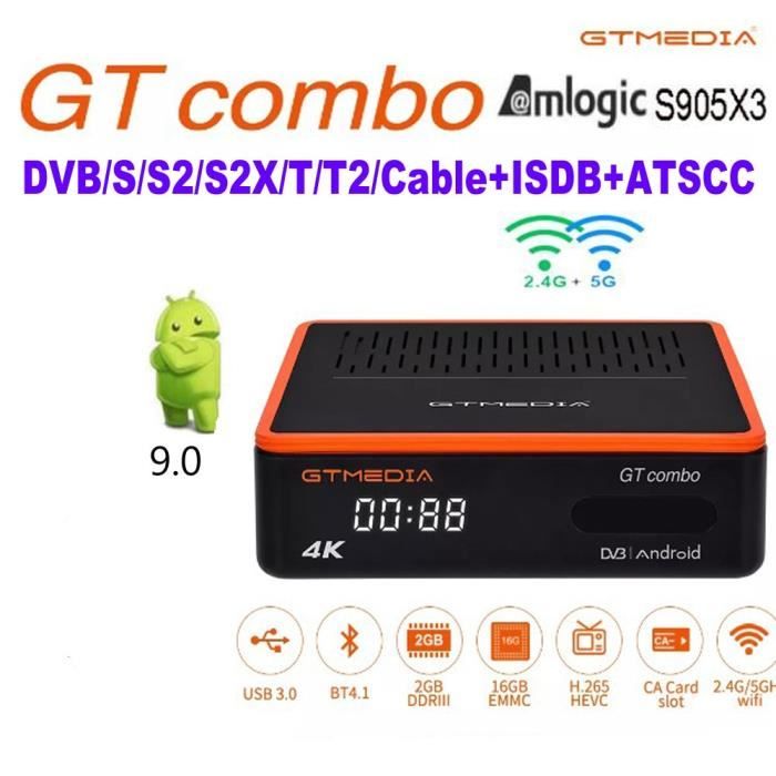 GTMEDIA IGTCOMBO Amlogic S905X3Android 9.0 TV Box DVB-S2 DVB-T2 DVB-C 2G 16G 2.4G 5G WiFi BT4 4K ...