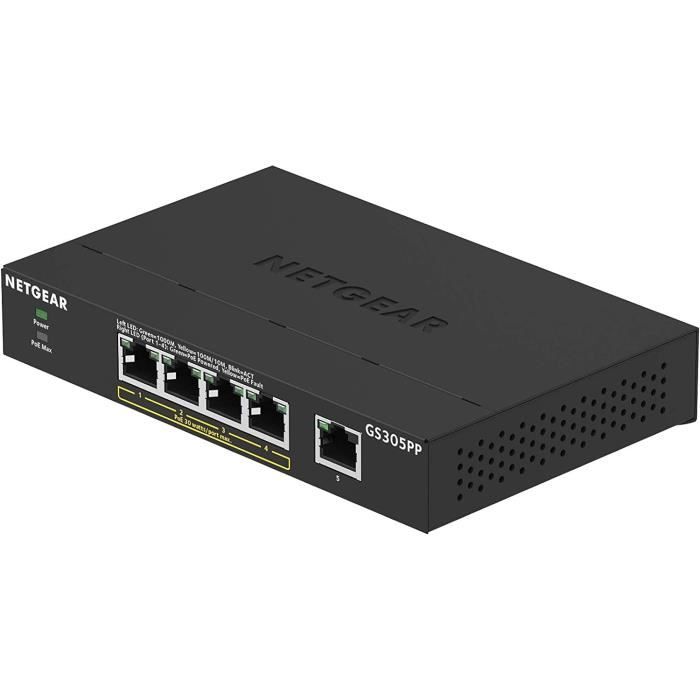 Netgear Commutateur Gigabit avec PoE 5 ports 4 x PoE 83 W.302 ...