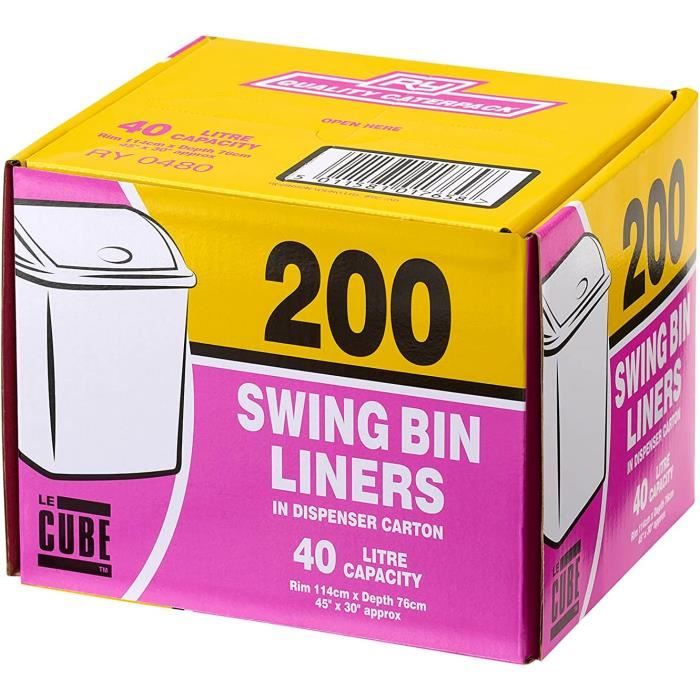 LE CUBE 480 RY01765 Bloc de 200 sacs poubelles de capacité de 40 L ...