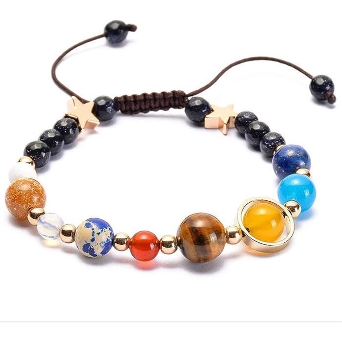 Bracelet Planète Avec Système Solaire, Univers, Galaxie, Bracelet Fait À La Main, Bracelet En ...