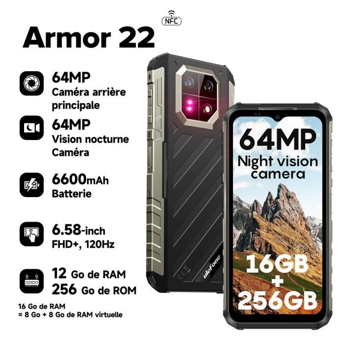 256 Go ROM Téléphone Ulefone Armor 22 16 Go (8 Go + 8 Go) de RAM ...