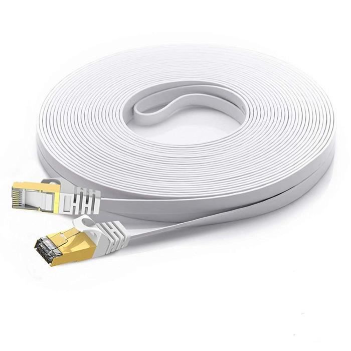 VSHOP® Ethernet Câble plat Cat 7 - Gigabit LAN Réseau 10Gbps - 2X ...