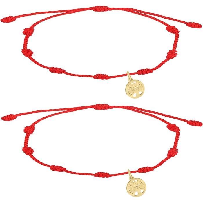 Bracelet Rouge 7 Noeuds Avec Oeil Turc - Porte-Bonheur Et Protection - Bracelet Mauvais Œil Pour ...