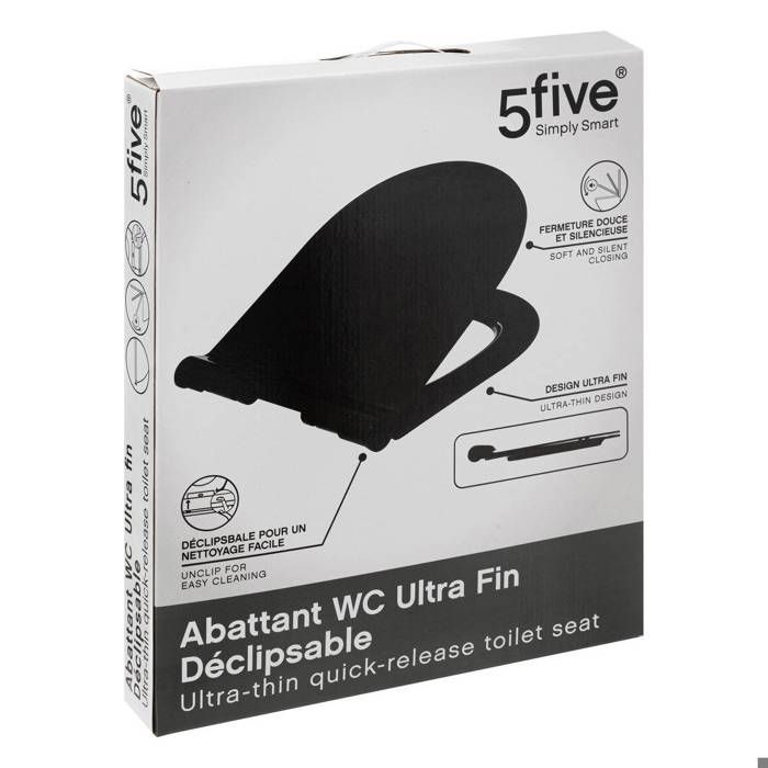 Abattant WC ultra fin noir - 5 five simply smart - Cdiscount Bricolage