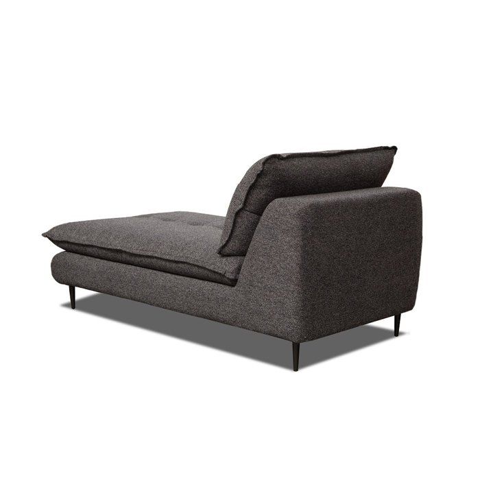 Chaise longue méridienne coffre LISBONNE tissu tweed anthracite chiné ...