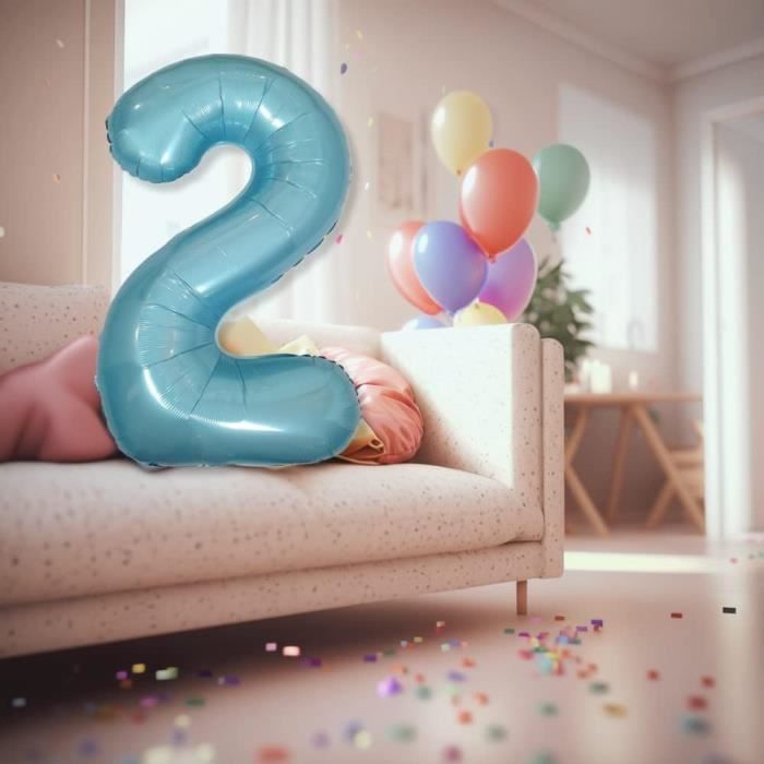 Ballon 2 Ans Bleu Xxl Ballon Anniversaire 2 Ans Decoration, Ballon ...