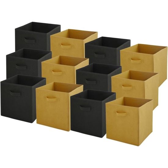 Lot De 12 Paniers De En Tissu Pliables Box And Beyond Noir Et Jaune