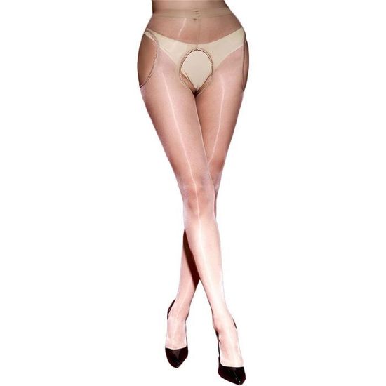 Bas Collant Ouvert Femme Brillants Sexy 0 Den Bas pour Porte-Jarretelles Trou Entrejambe Collant ...