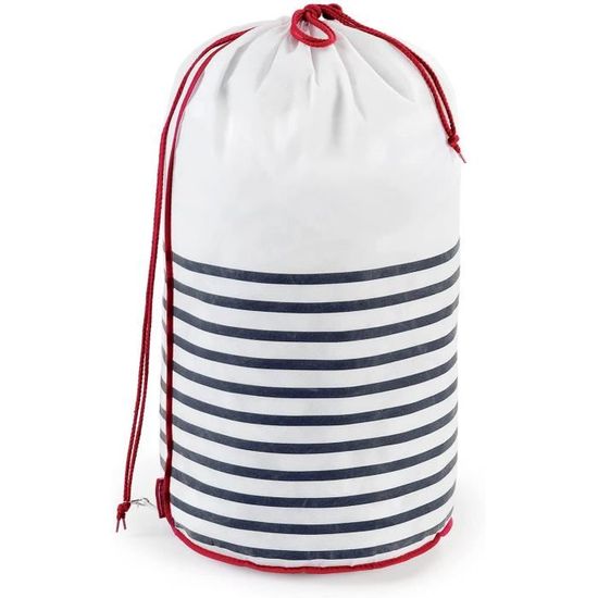 Buanderie - Limics24 - Sac À Linge Bleu Blanc Marinière Polypropylène ...