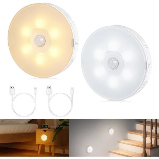 Lot De 2 Veilleuses Led Avec Détecteur De Mouvement - Intensité ...