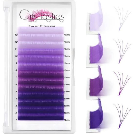 Extension Cils Coloré Easy Fan Lashes Violet Versicolore Volume Extensions De Cils Coloured ...
