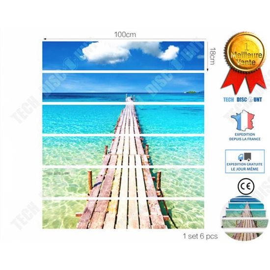 TD® decoration escalier interieur bois autocollant 6 pieces maison ...