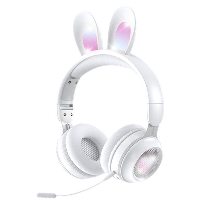 Casque sans fil oreilles de lapin casque antibruit pliable lumière RVB ...