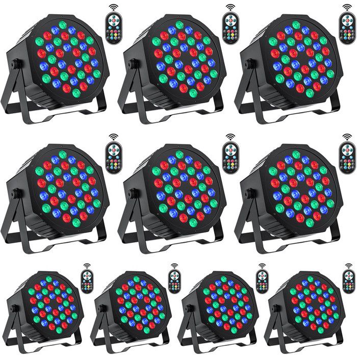 JAJALUYA 10 PCS 72W Lumiere Par LED, RGB 36 LED Projecteur Jeu de ...