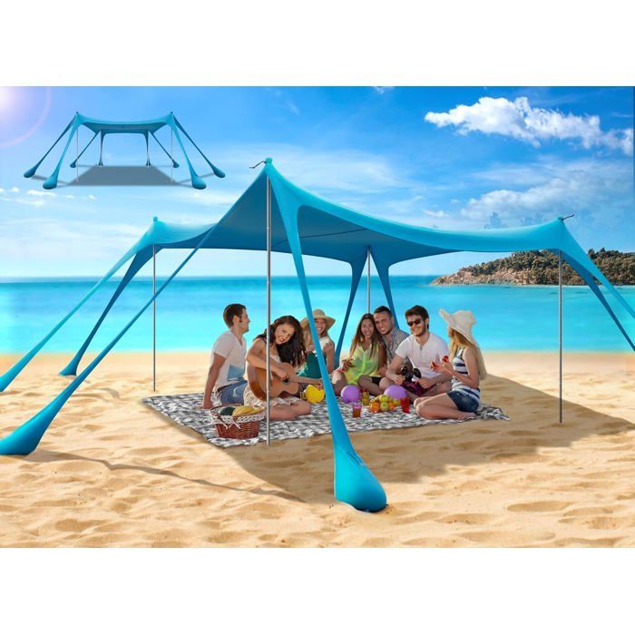Abri de Plage, Lycra Tente de Plage Portative UPF50+ Tarp de Plage avec ...