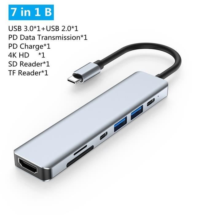 7 en 1 - Hub Usb C Pour Macbook, Adaptateur Pc Pd Charge, Station D ...