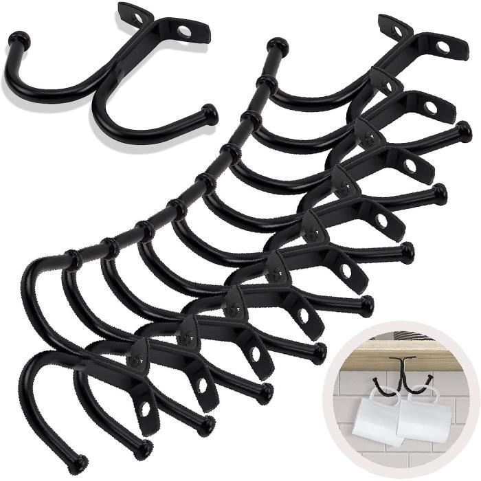 Porte Tasse Suspendu - Métal Noir - 10 Pcs - Rack de Rangement - Design ...