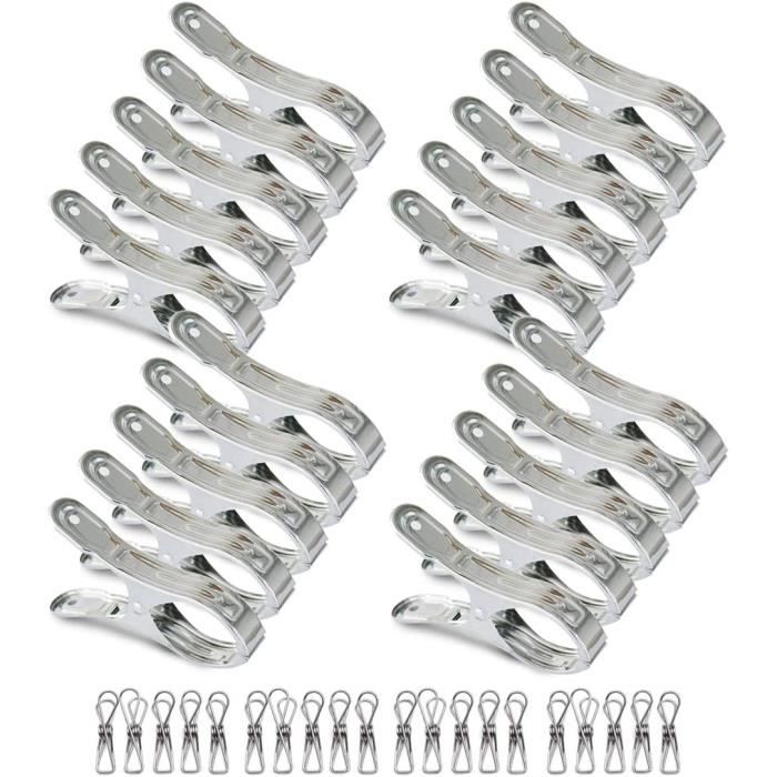 Pince a Linge INOX, 20 Pack Epingle a Linge Extérieur Solides,Pince ...