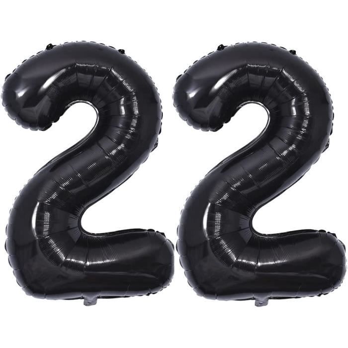 Xxl Ballon Chiffre 22 Noir,100Cm Ballon Numéro Decoration Anniversaire ...