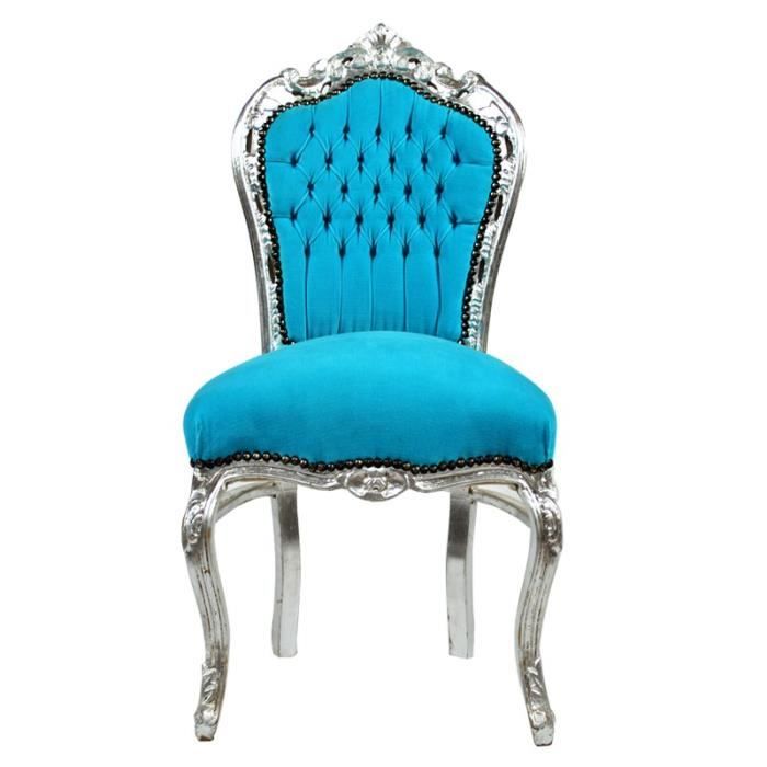 Casa Padrino Dîner baroque Chaise Turquoise / argent - Cdiscount Maison