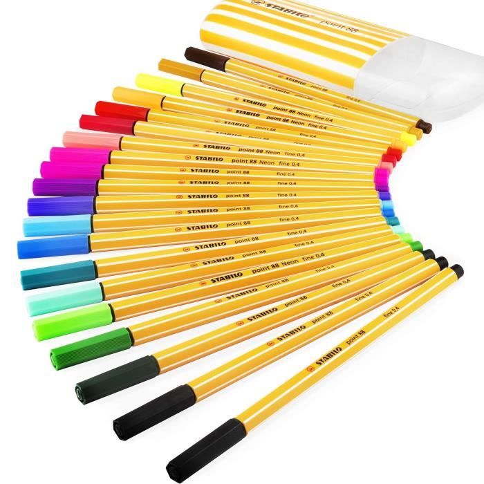 Point 88 Lot De 20 Feutres À Pointe Fine + 2 Stylos Supplémentaires De ...