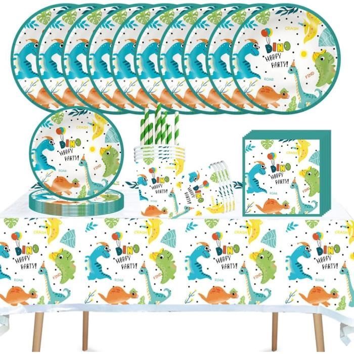 Dinosaure Anniversaire Vaisselle Ensemble,61 Pièces Ensemble D ...