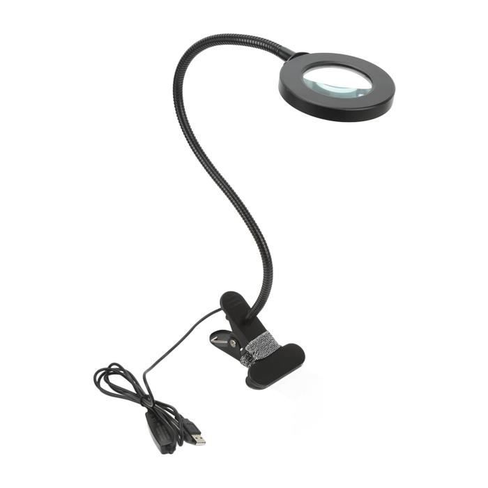 Cikonielf Loupe de table Lampe loupe lumière LED 3X col de cygne avec ...