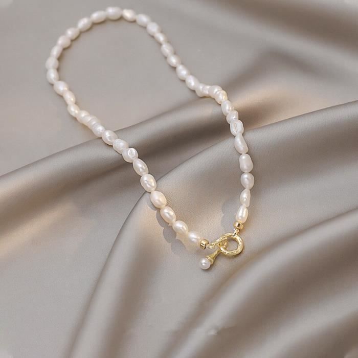 Chaine De Cou Vendue Seule SY8PP Collier de perles d'eau douce ...