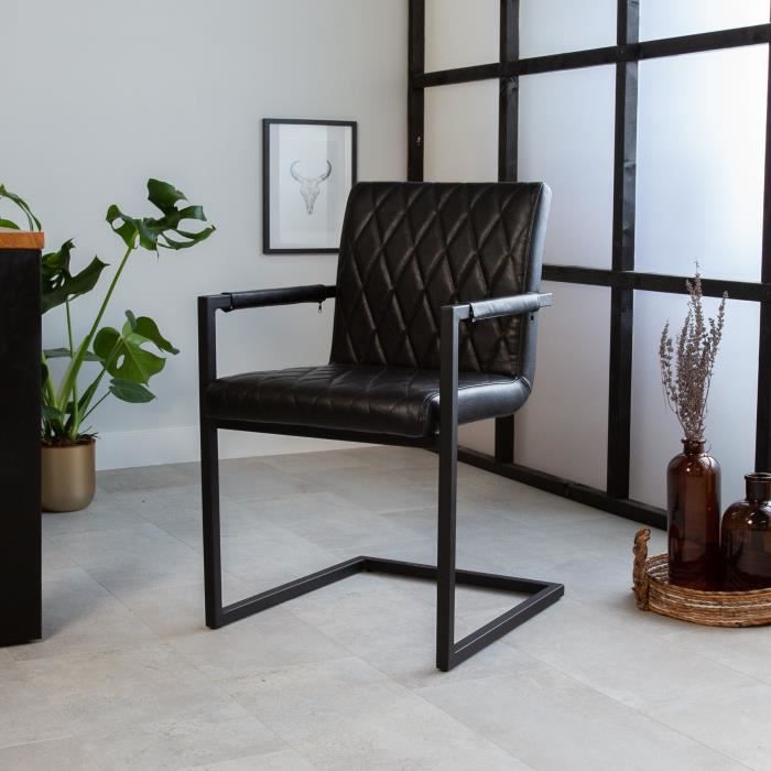 Ruben Chaise Salle À Manger Industrielle Noir - Cdiscount Maison