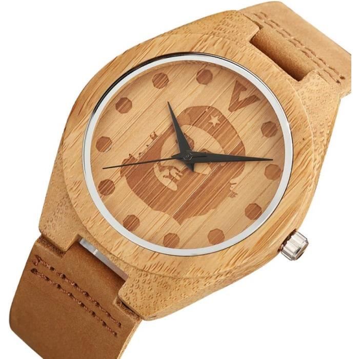 Che Guevara Modèle Hommes Montre En Bois Mâle Mains Noires Bande De ...