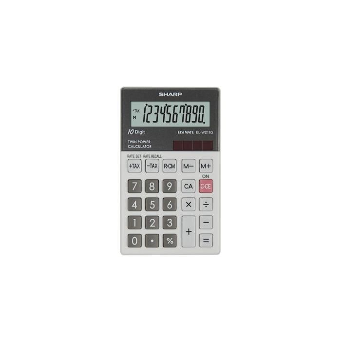 Calculette - Sharp - EL-W211G - 10 chiffres - Affichage LCD extra large ...