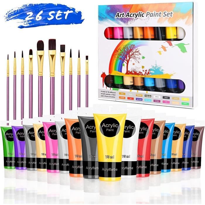 RATEL Peinture Acrylique, 26 Kit de Peinture Acrylique, Comprenant 16 x ...