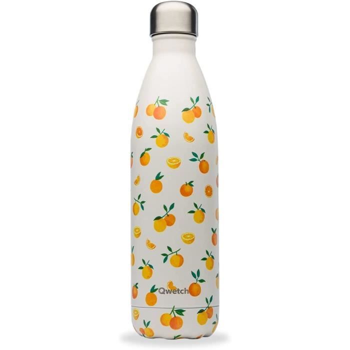 Qwetch - Bouteille Isotherme Fruits Orange 750ml - Gourde Nomade Inox ...