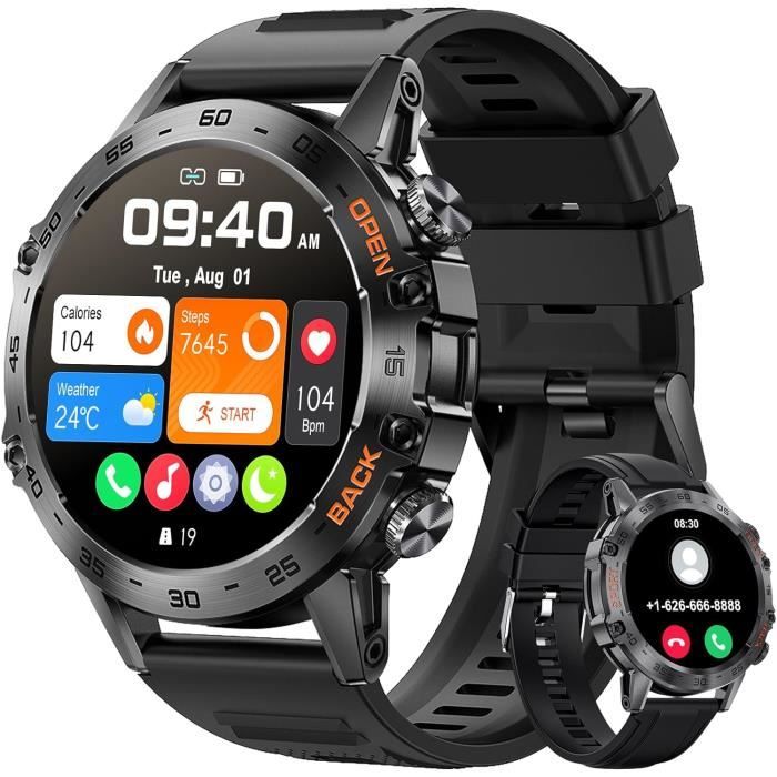Montre Connectée Homme,Militaire Smartwatch Avec Fréquence Cardiaque ...