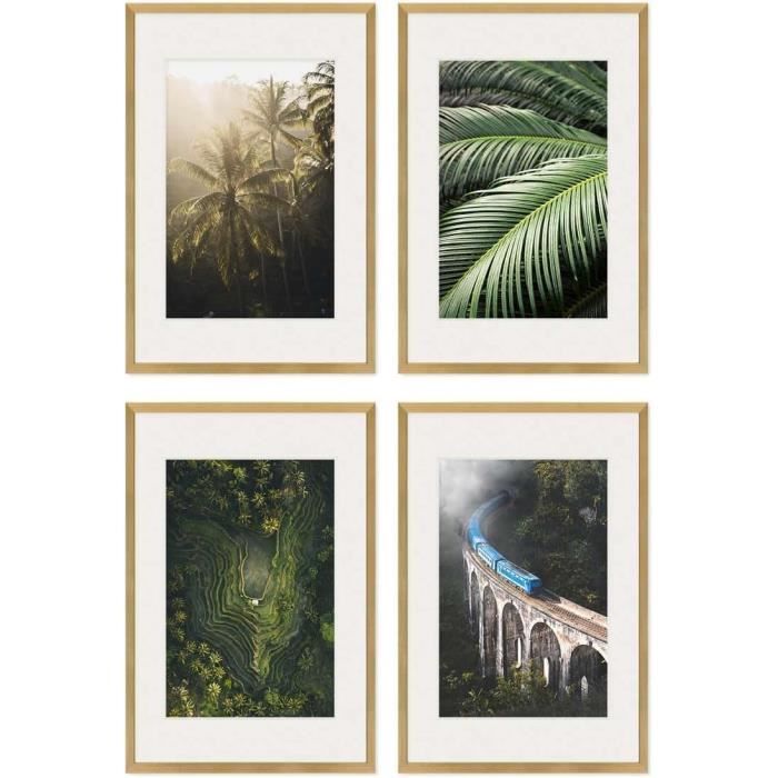 Cadre 40 X 60 Bois Mdf Doré, Lot De 4 Cadres Photo Avec Passe-Partout ...
