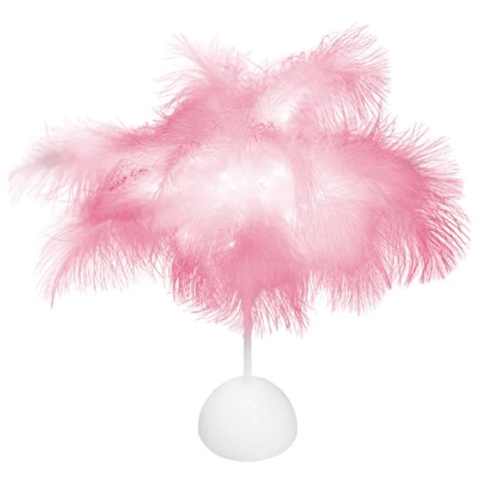LAMPE A POSER,Rose--Lampe LED en plumes, blanche chaude, alimentée par ...