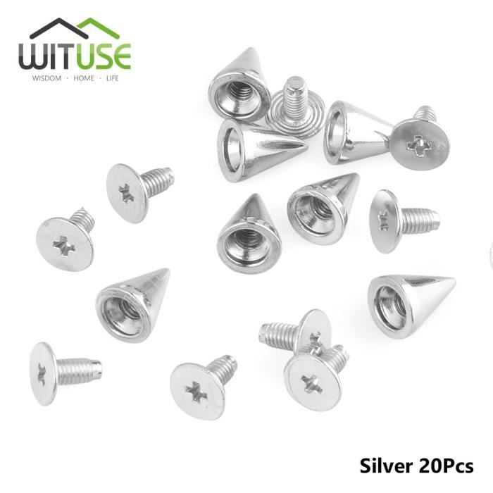 RIVET,Silver--Rivets métalliques 10mm, 20 pièces, pointes de balle ...
