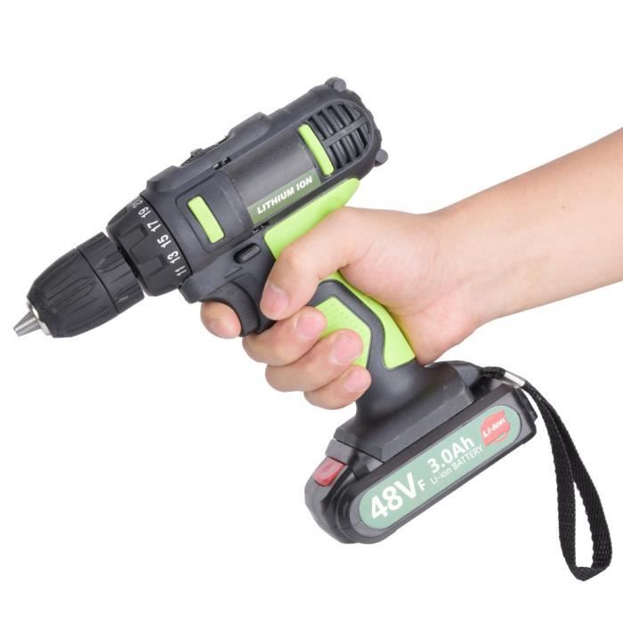 Zerone Perceuse sans fil 21V 3.0Ah Li-ion Perceuse Pistolet Sans Fil Tournevis Électrique ...