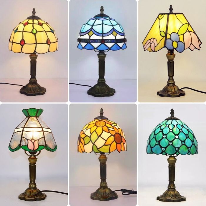 E27 rétro Baroque LED lampes de Table méditerranéen Vintage vitrail ...