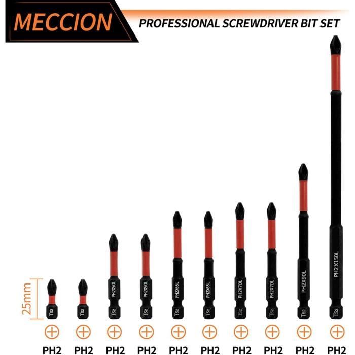 Jeu De Embouts Tournevis Phillips Professionnels 10Pcs Embouts Visseuse ...