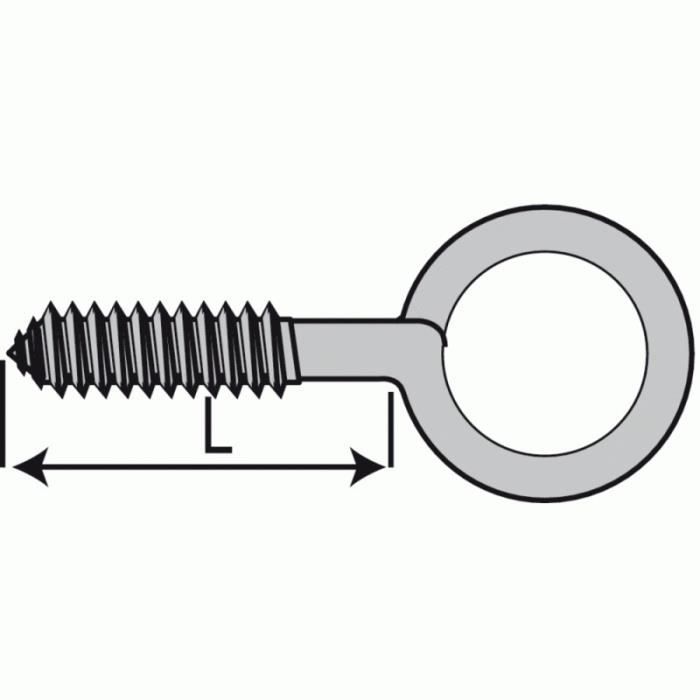 Pitons vis à bois acier zingué, diamètre 6 mm, longueur 40 mm, boîte de ...