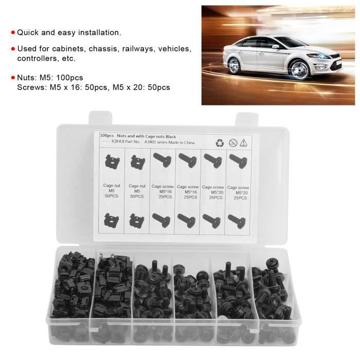 Dilwe écrous M5 Écrous à cage en acier au carbone M5 et vis Kit de ...