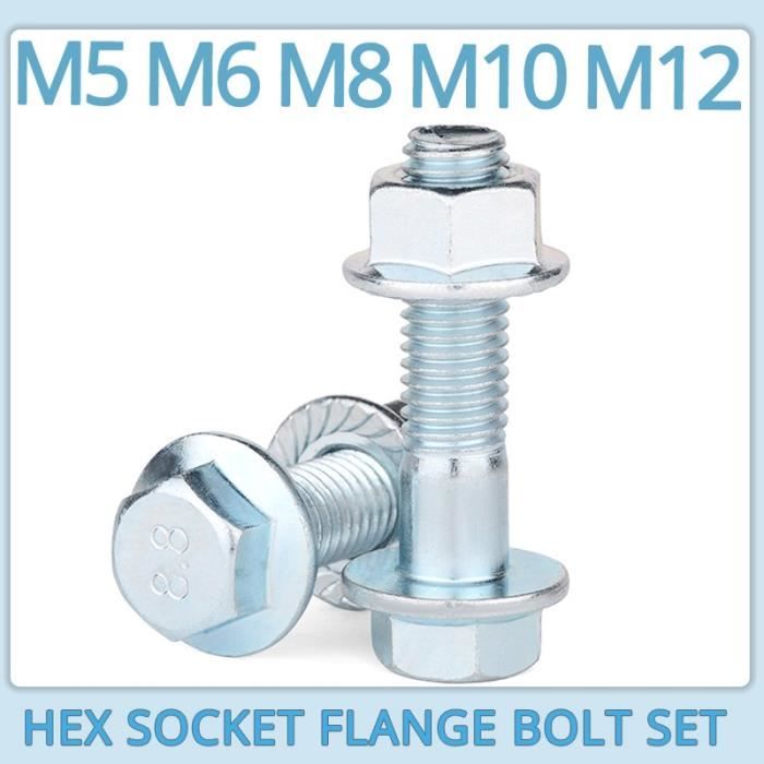 Boulon à bride hexagonale M5 M6 M8 M10 M12 Grade 88 haute résistance vis à tête hexagonale ...