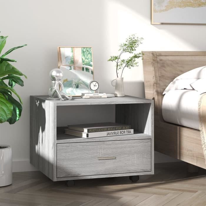 Table basse - DUOKON - Sonoma gris - 55x55x40 cm - Bois d'ingénierie ...