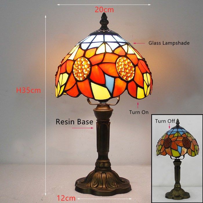 E27 rétro Baroque LED lampes de Table méditerranéen Vintage vitrail ...
