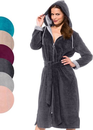 Peignoir de Bain Femme avec Fermeture Éclair Robe de Chambre avec ...