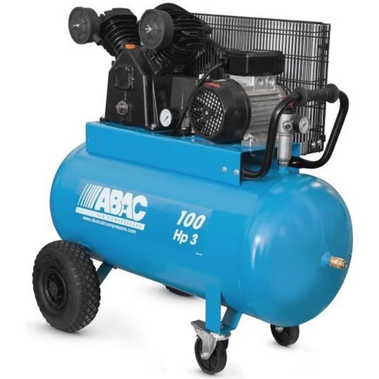 ABAC Compresseur à pistons 100L - 3 CV - 9 Bars - 21,8 m3/h -230 V Mono ...
