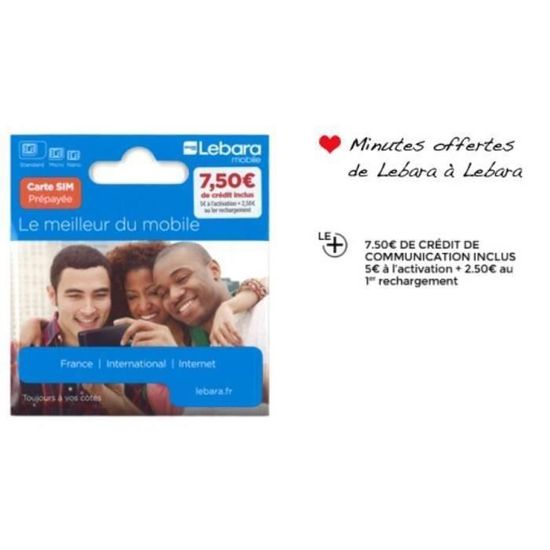 CARTE SIM PRÉPAYÉE LEBARA MOBILE - Cdiscount Téléphonie