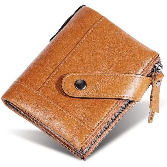 Portefeuille En Cuir Double Fermeture clair Pour Homme Marron h4665 portefeuille-en-cuir-double-fermeture-clair-pour-homme-marron-h4665